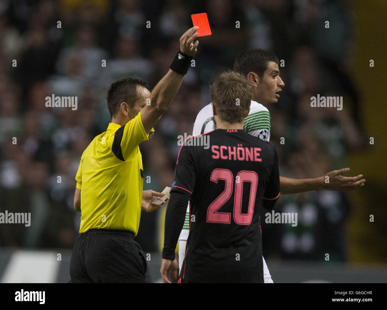Celtics nir biton sent off uefa champions league hi-res stock ...