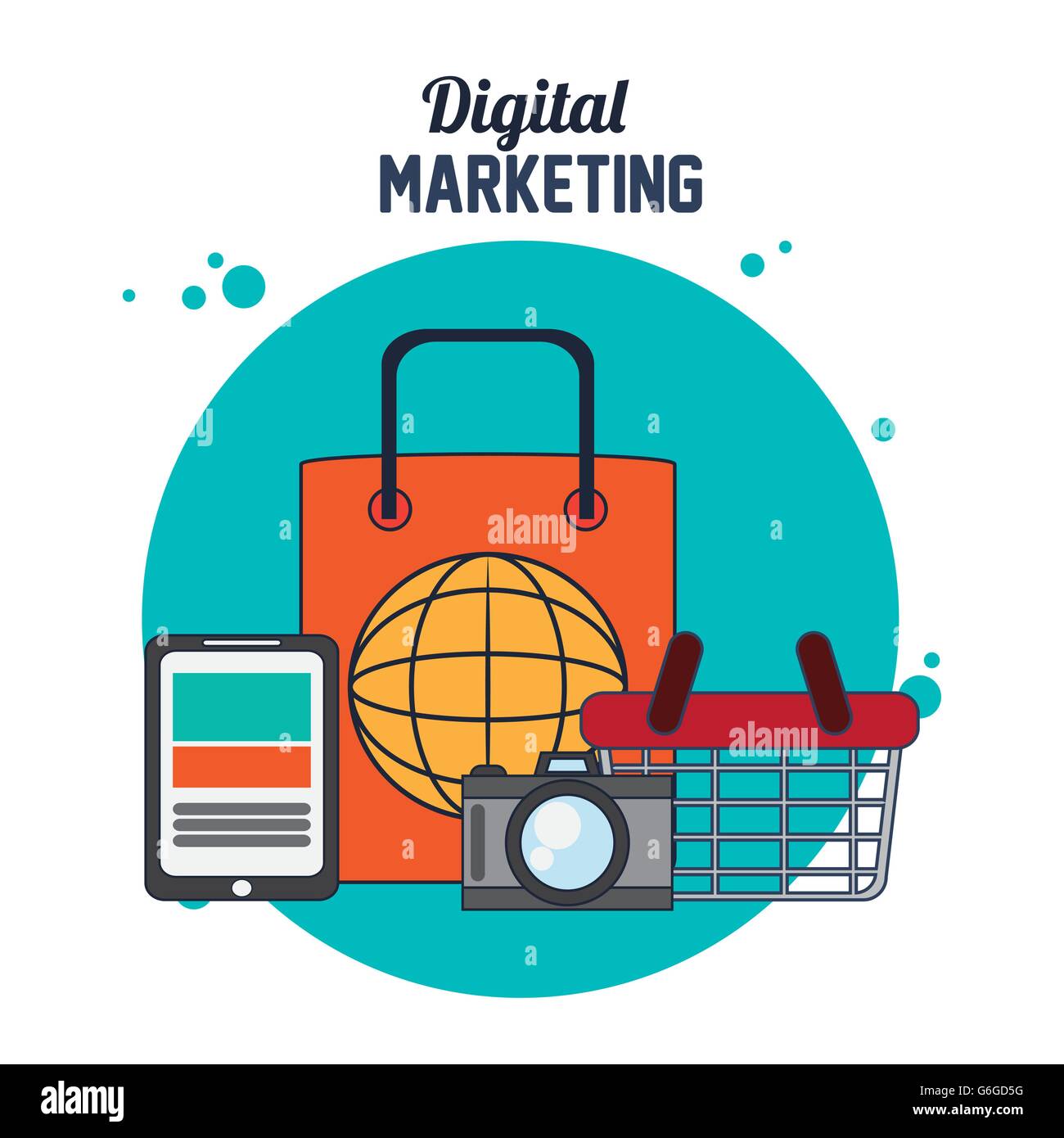 Digital Marketing design, shopping and ecommerce concept, vector ...