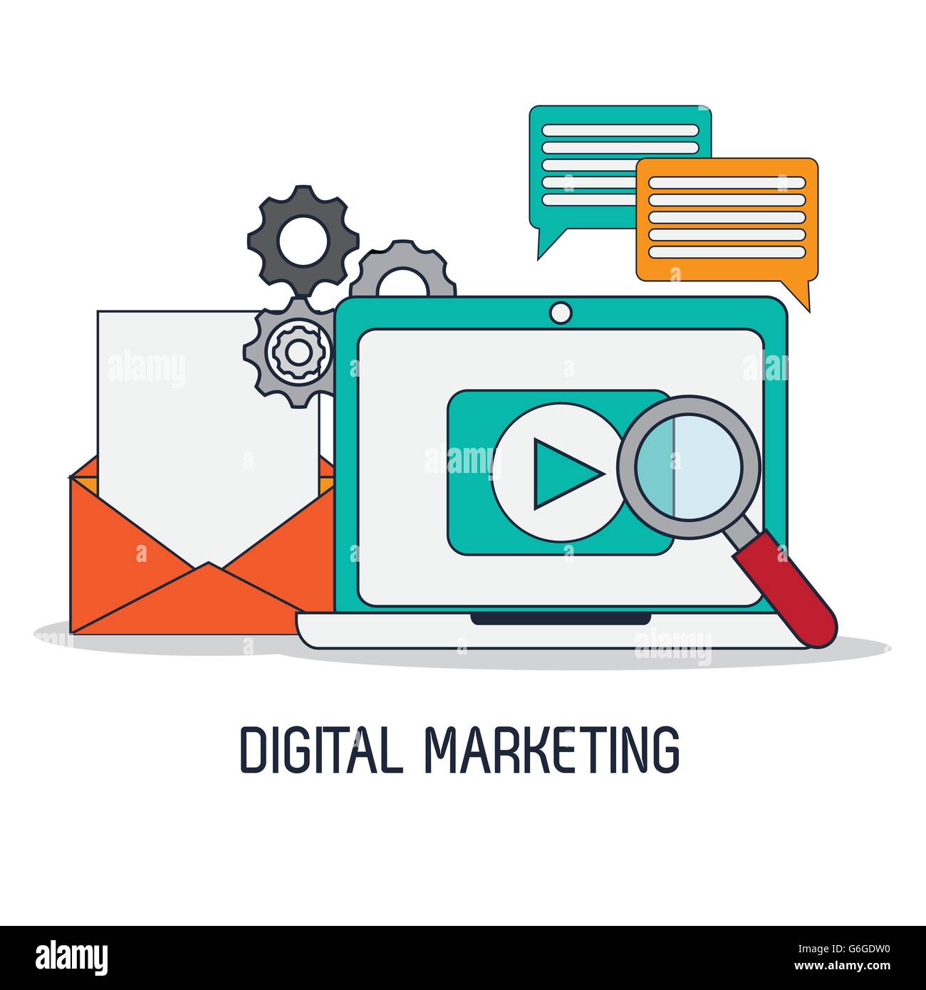 Digital Marketing over white background, vector illustration Stock ...
