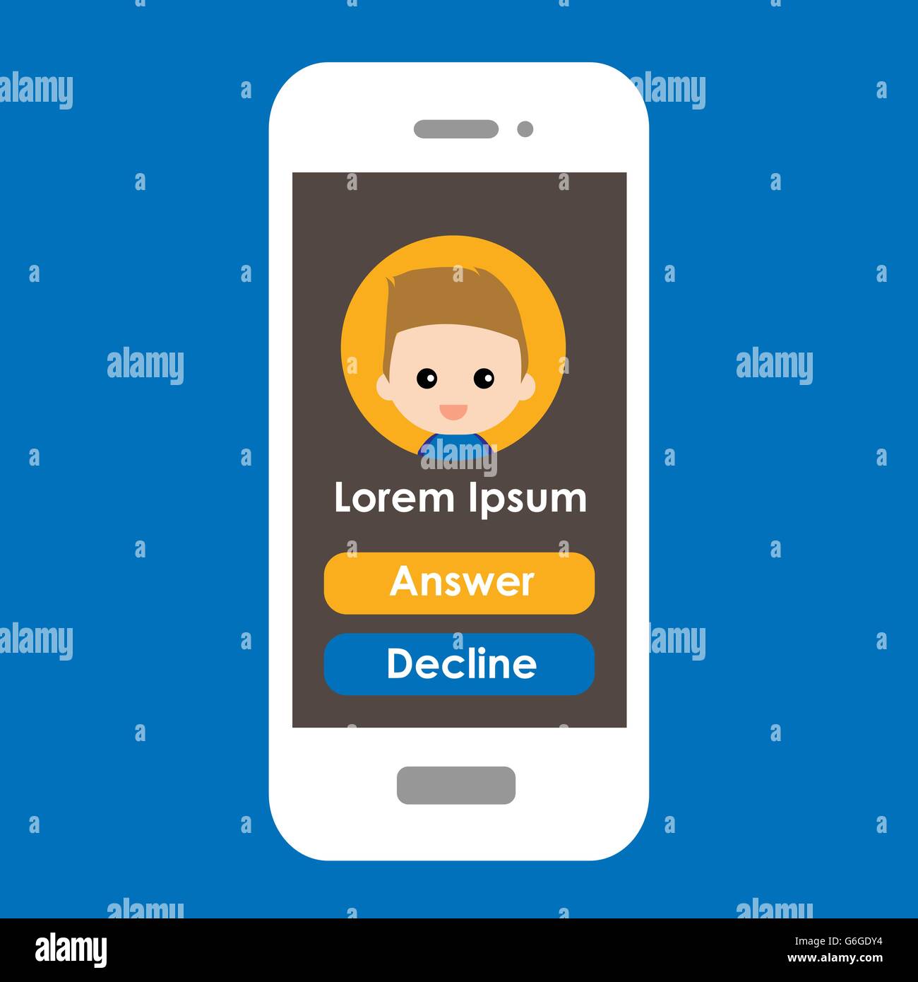 smartphone interface with cute cartoon character profile Stock Vector ...