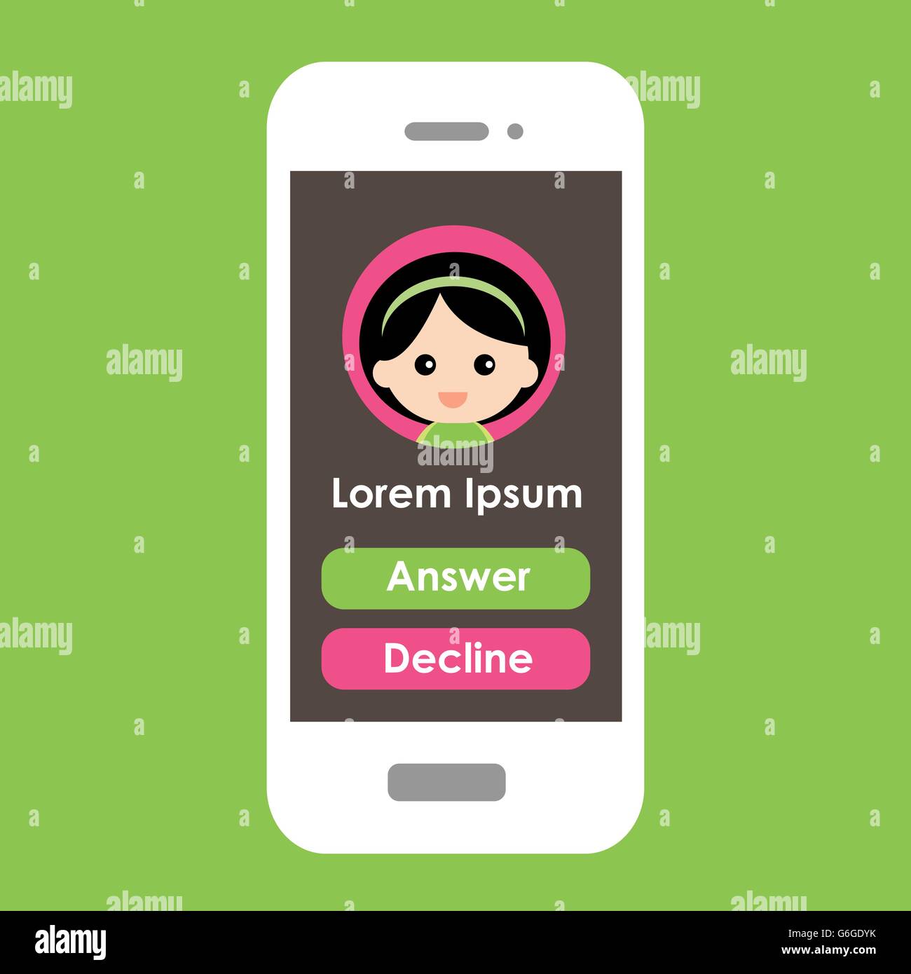 smartphone interface with cute cartoon character profile Stock Vector ...