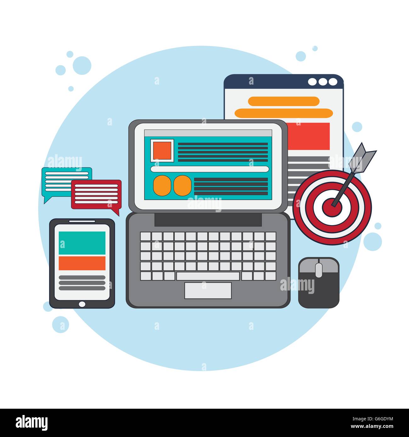 Digital Marketing over white background, vector illustration Stock ...
