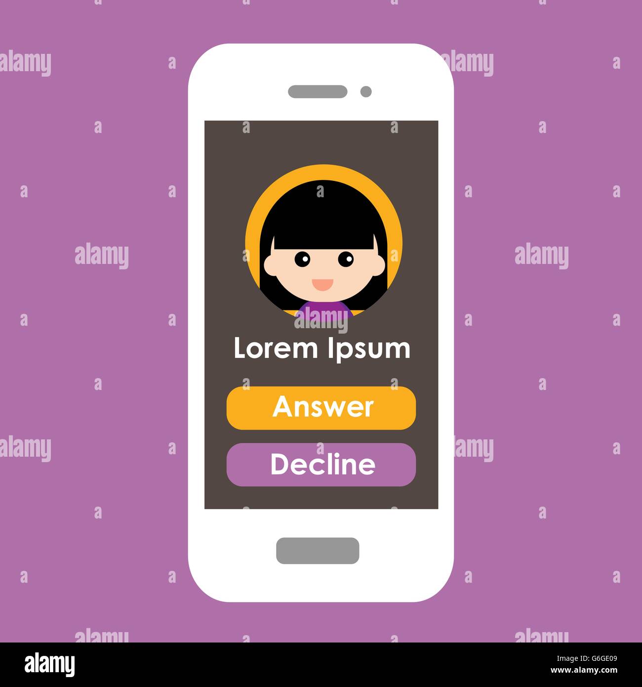 smartphone interface with cute cartoon character profile Stock Vector ...