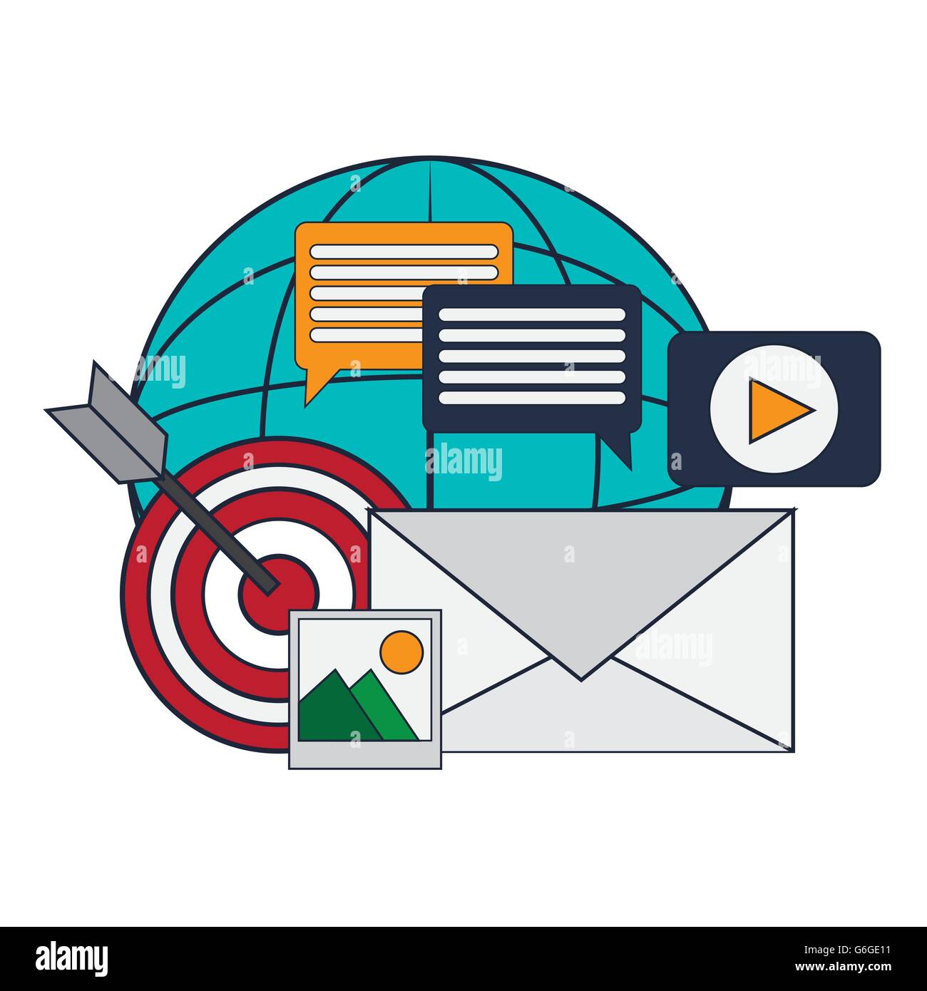 Digital Marketing over white background, vector illustration Stock ...