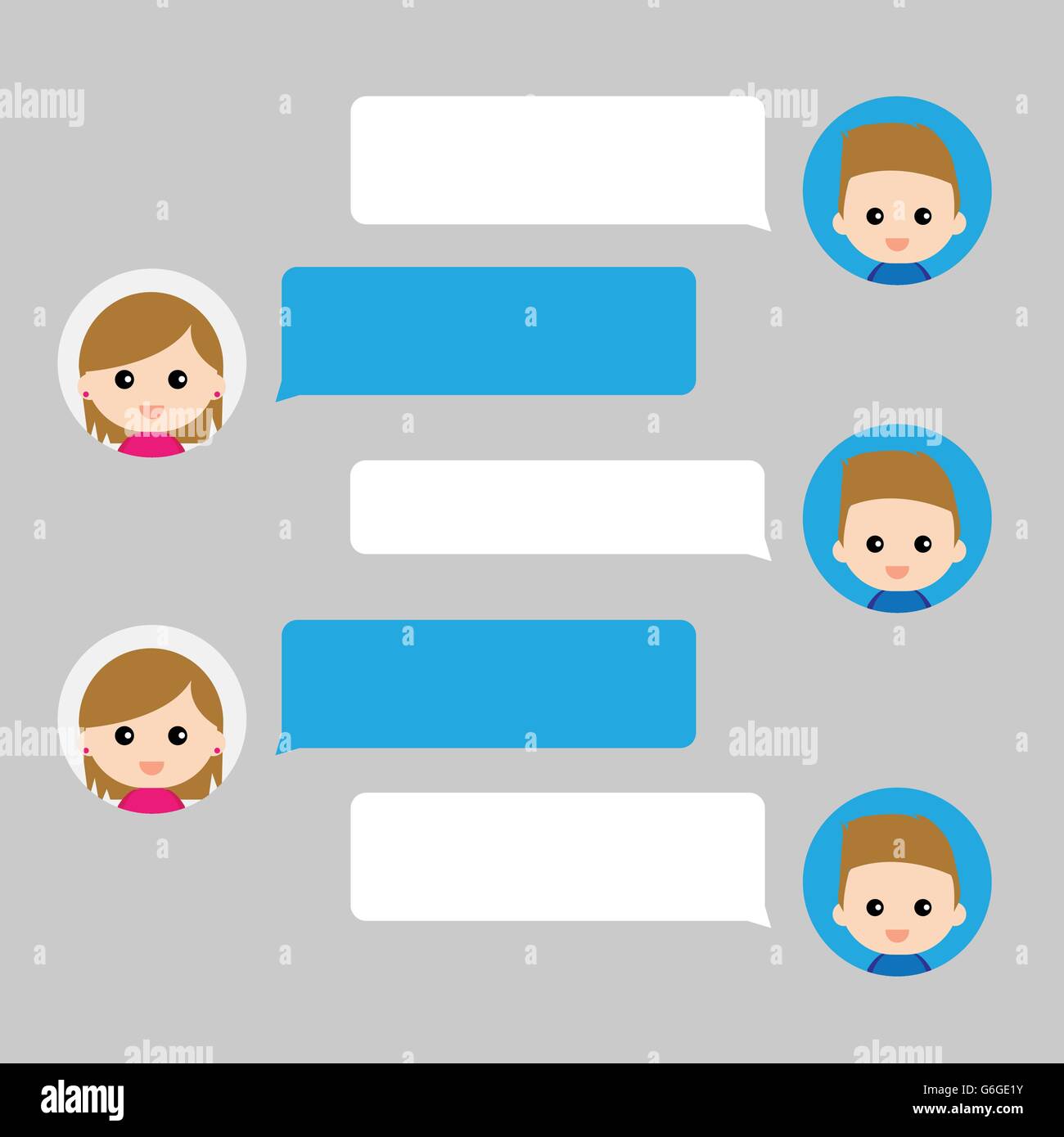 Conversation chat bubble with cute cartoon character profile Stock ...