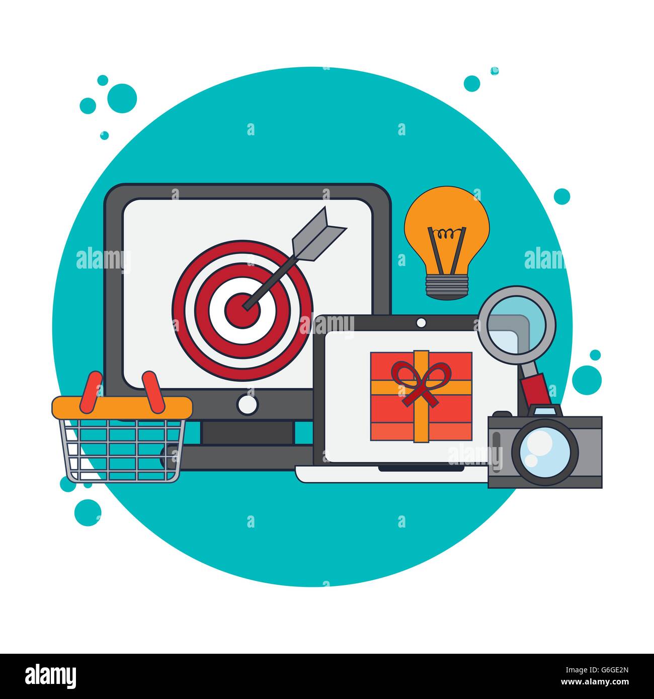 Digital Marketing over white background, vector illustration Stock ...