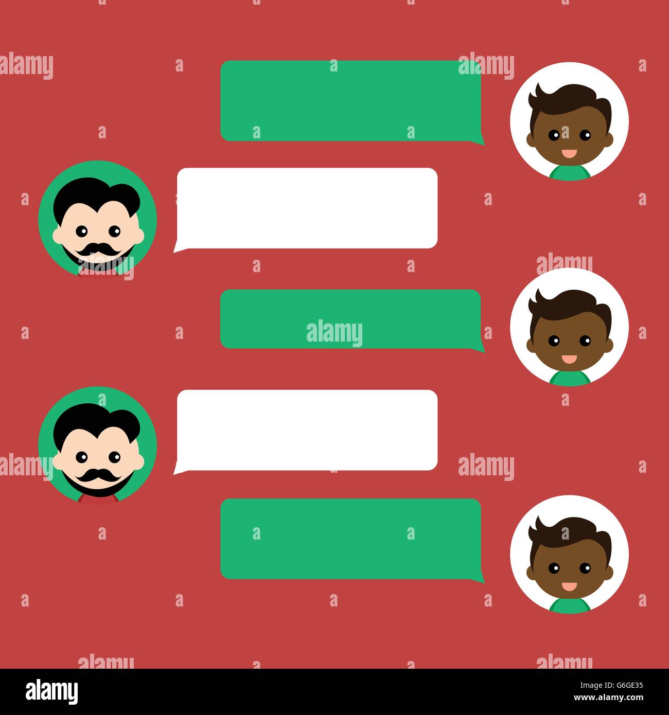 Conversation chat bubble with cute cartoon character profile Stock ...