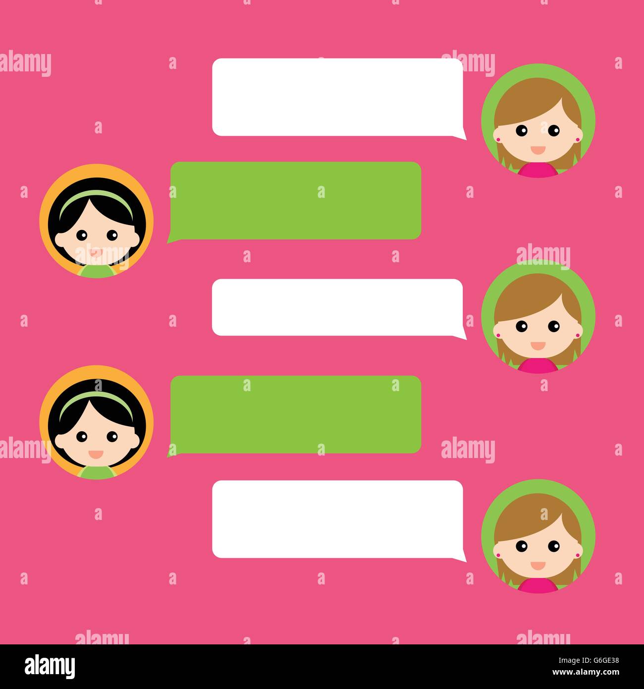 Conversation chat bubble with cute cartoon character profile Stock ...