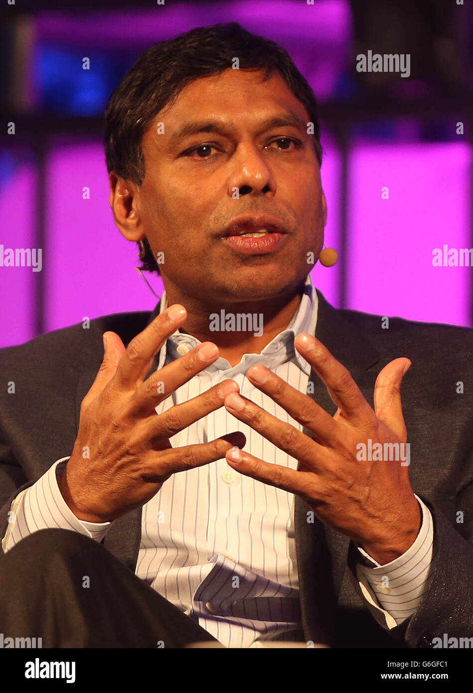 Entrepreneur Naveen Jain speaking at the Dublin web summit being held ...