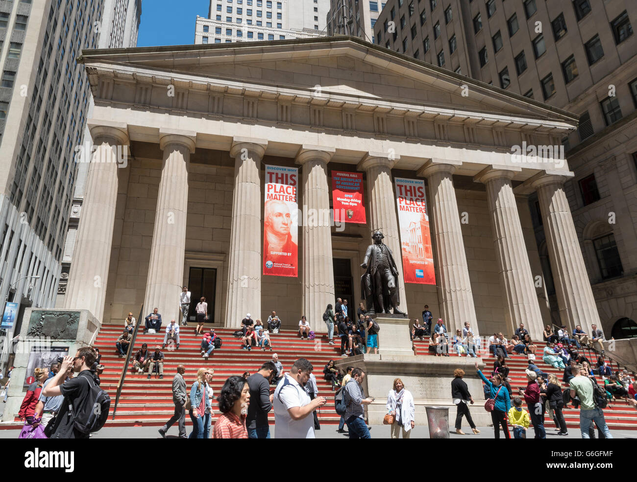 Landmarked Federal Hall building in Financial District, New York City ...