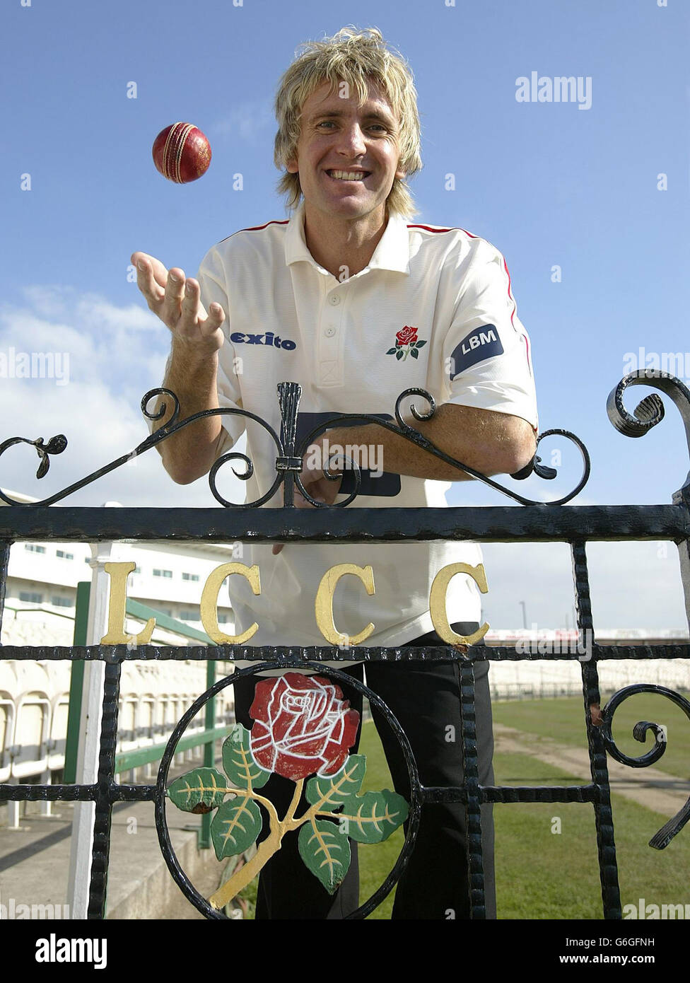Lancashire Sign Dominic Cork Stock Photo - Alamy