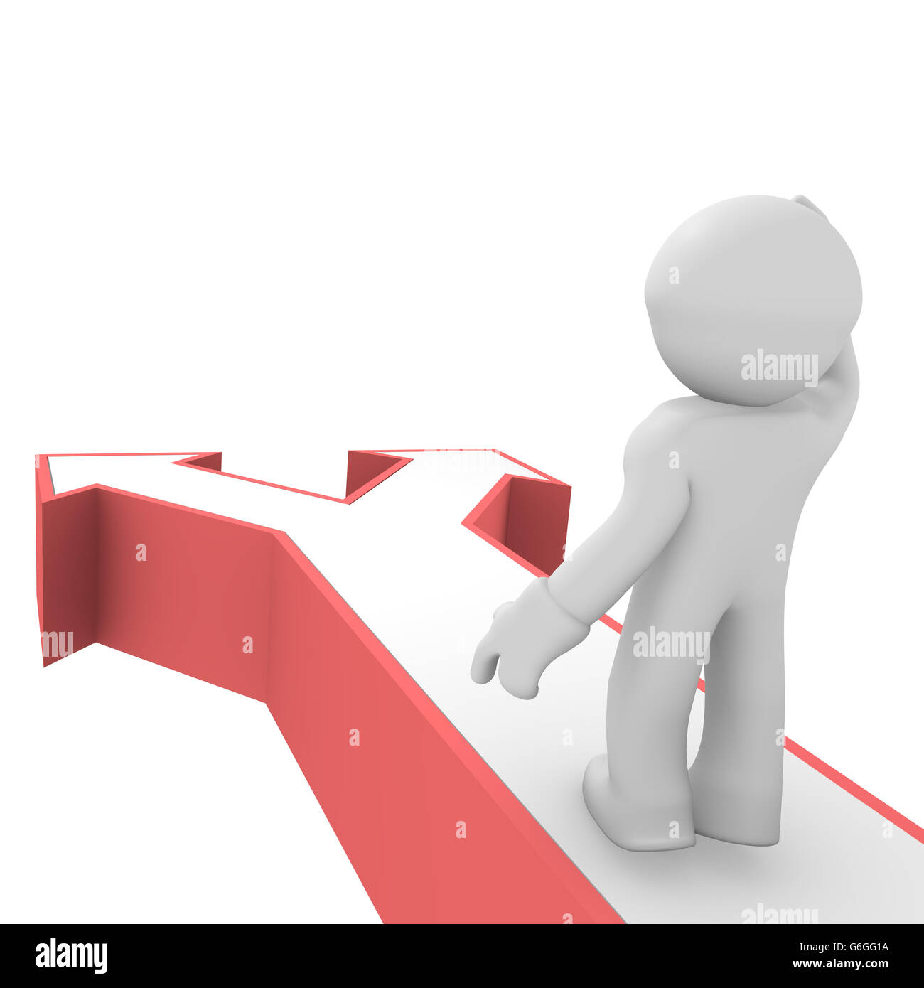 Different ways, 3d man with two different ways, 3d rendering Stock ...