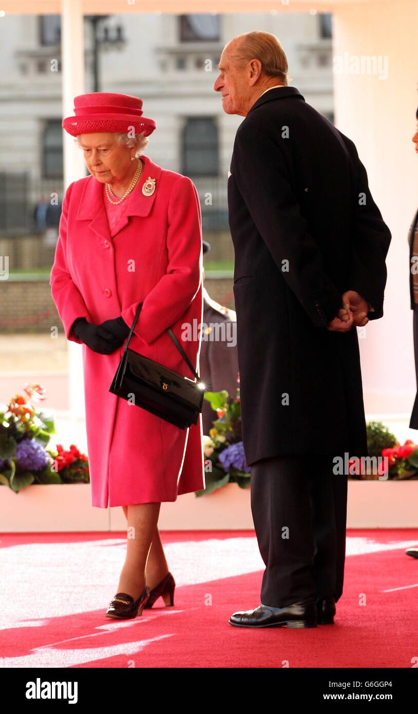 Queen Elizabeth II and the Duke of Edinburgh during a ceremonial ...