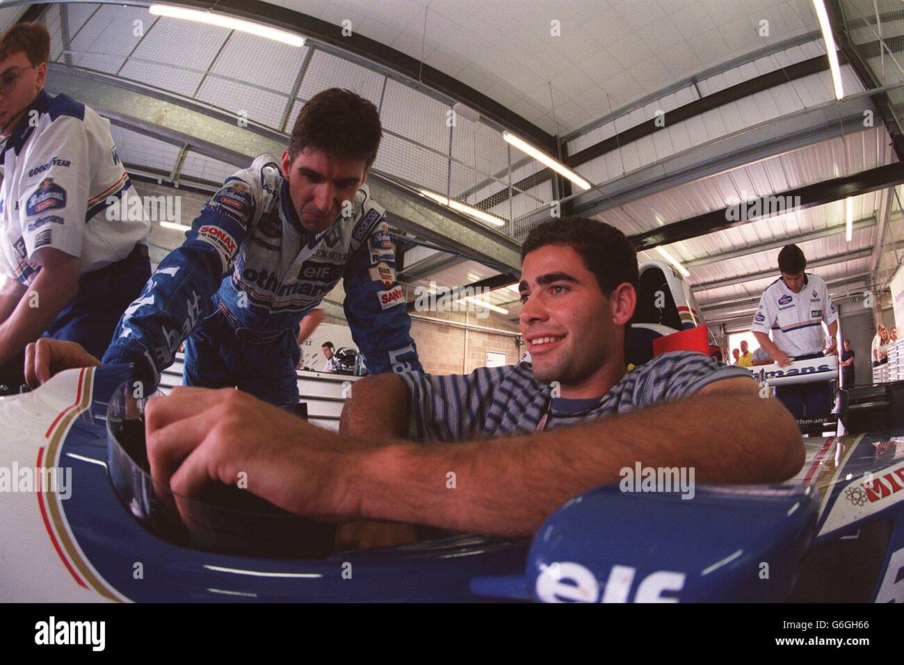 Pete sampras in the rothmans williams f1 car hi-res stock photography ...