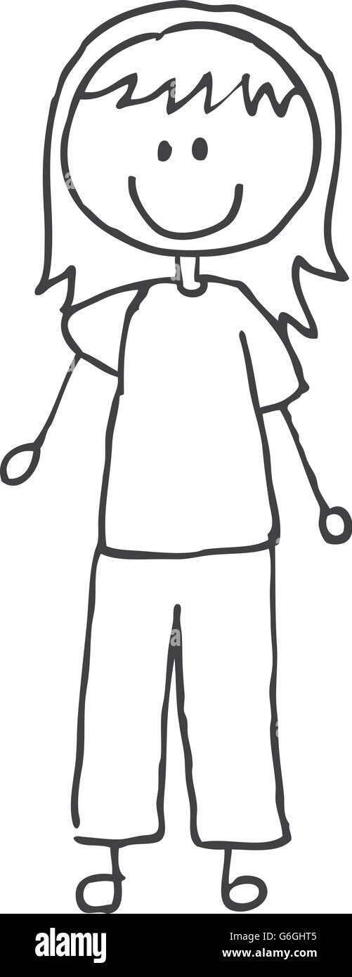 Woman kids happy drawing Black and White Stock Photos & Images - Alamy