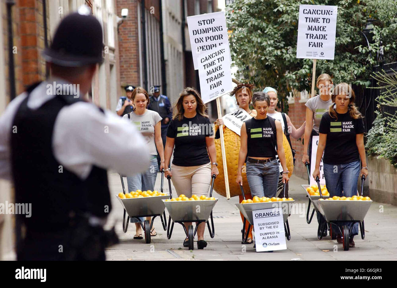 Fair Trade Protest - Oranges Stock Photo - Alamy