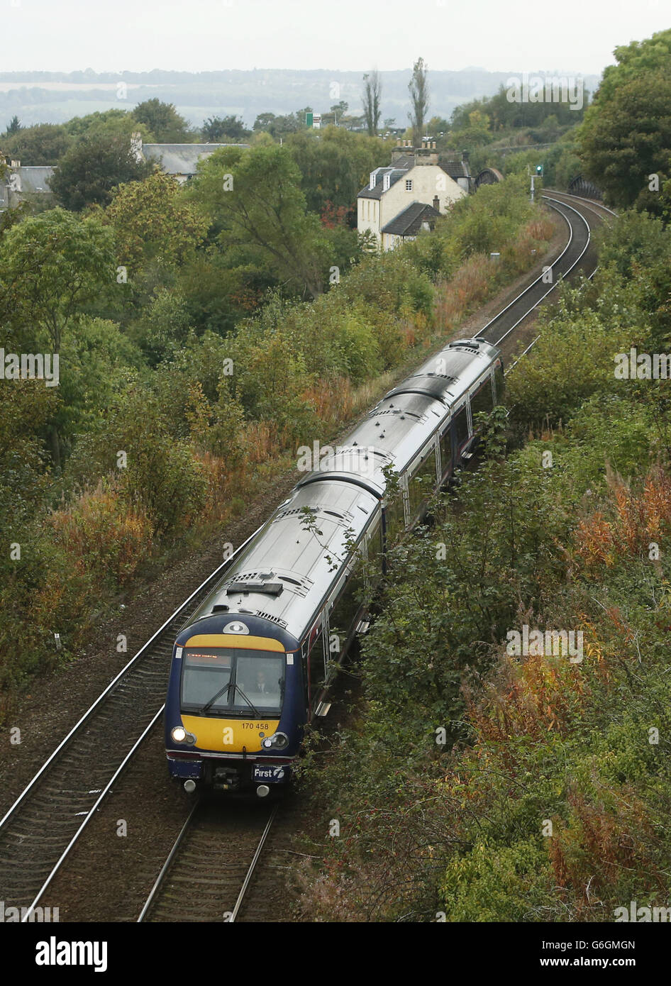 First Group Train Is Pictured Passing Through Inverkeithing In Scotland ...