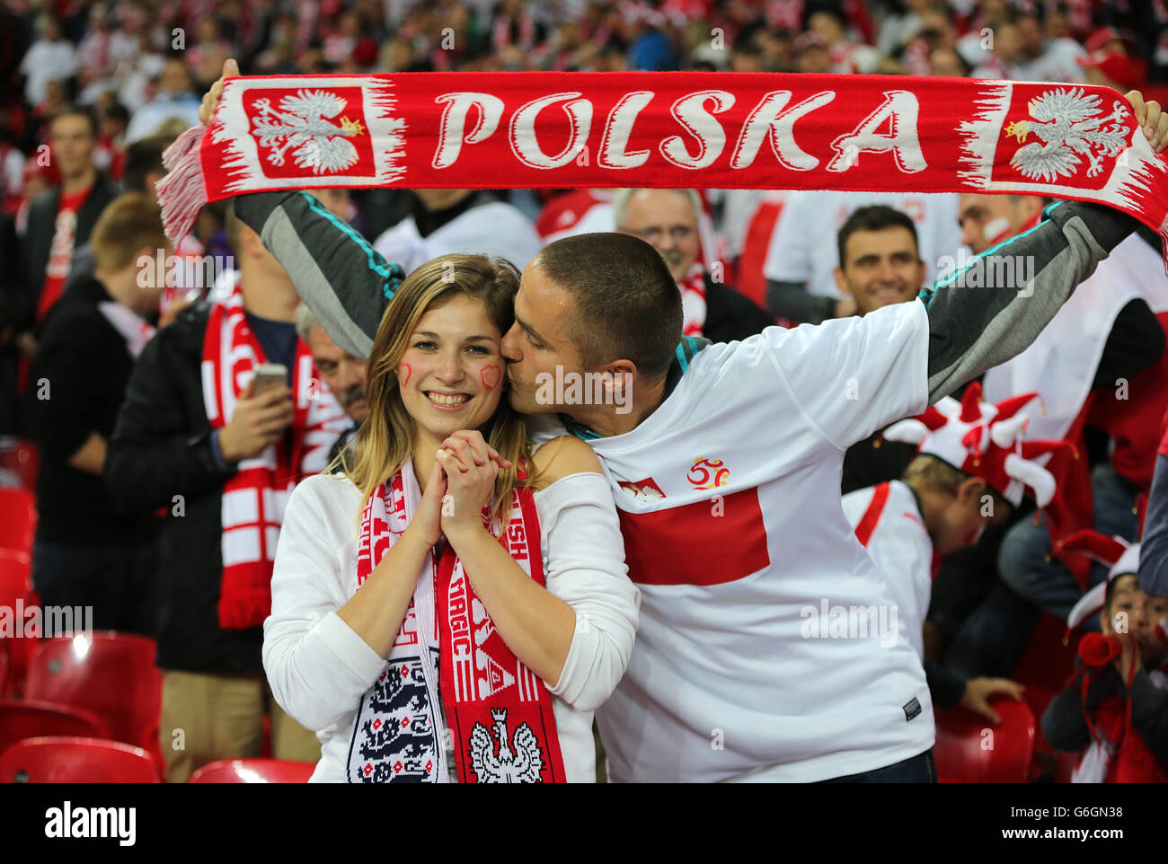 Poland fans support side in stands hi-res stock photography and images ...