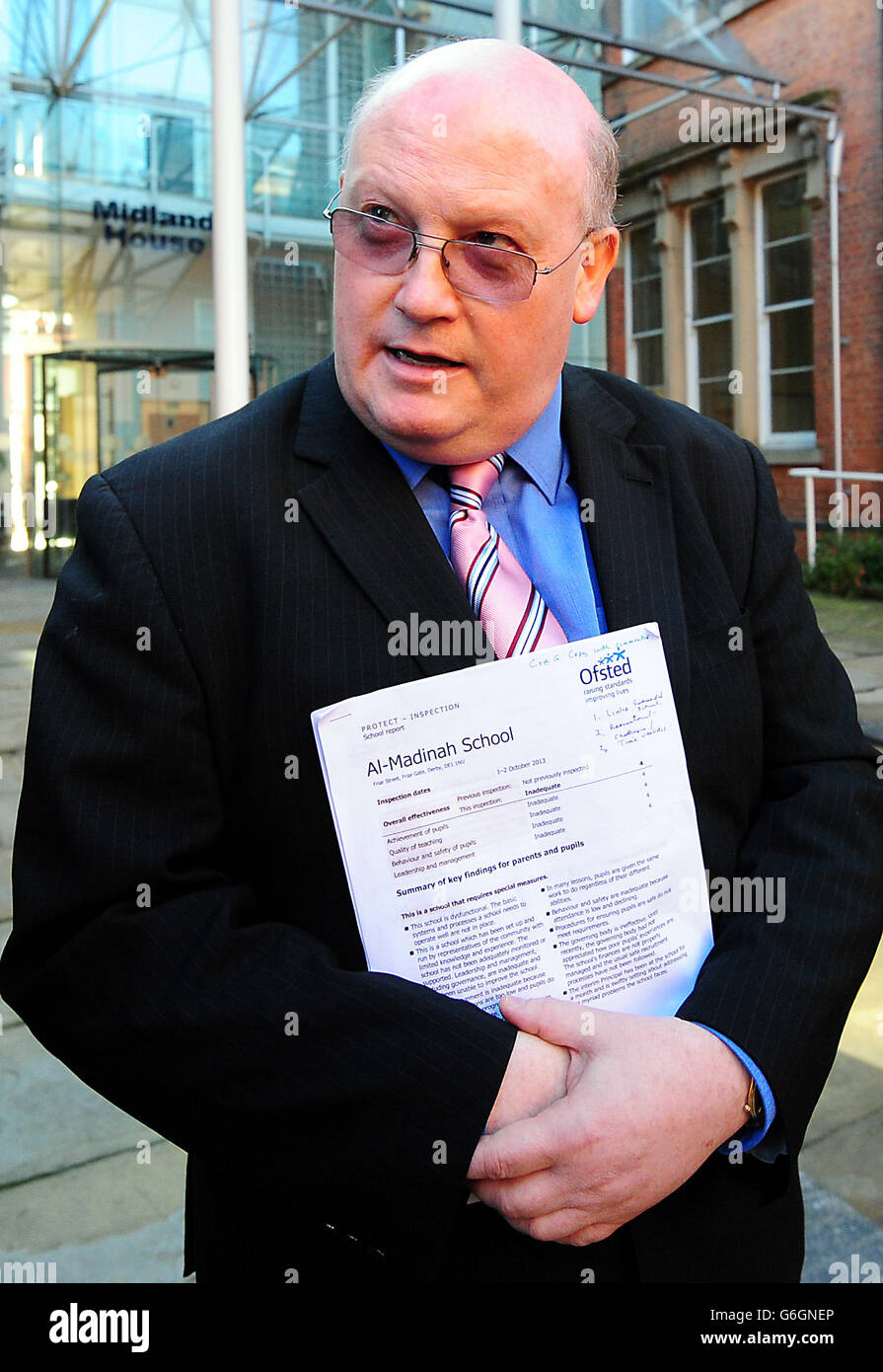 Acting Principal Dr Stuart Wilson outside Al Madina School, Derby after ...