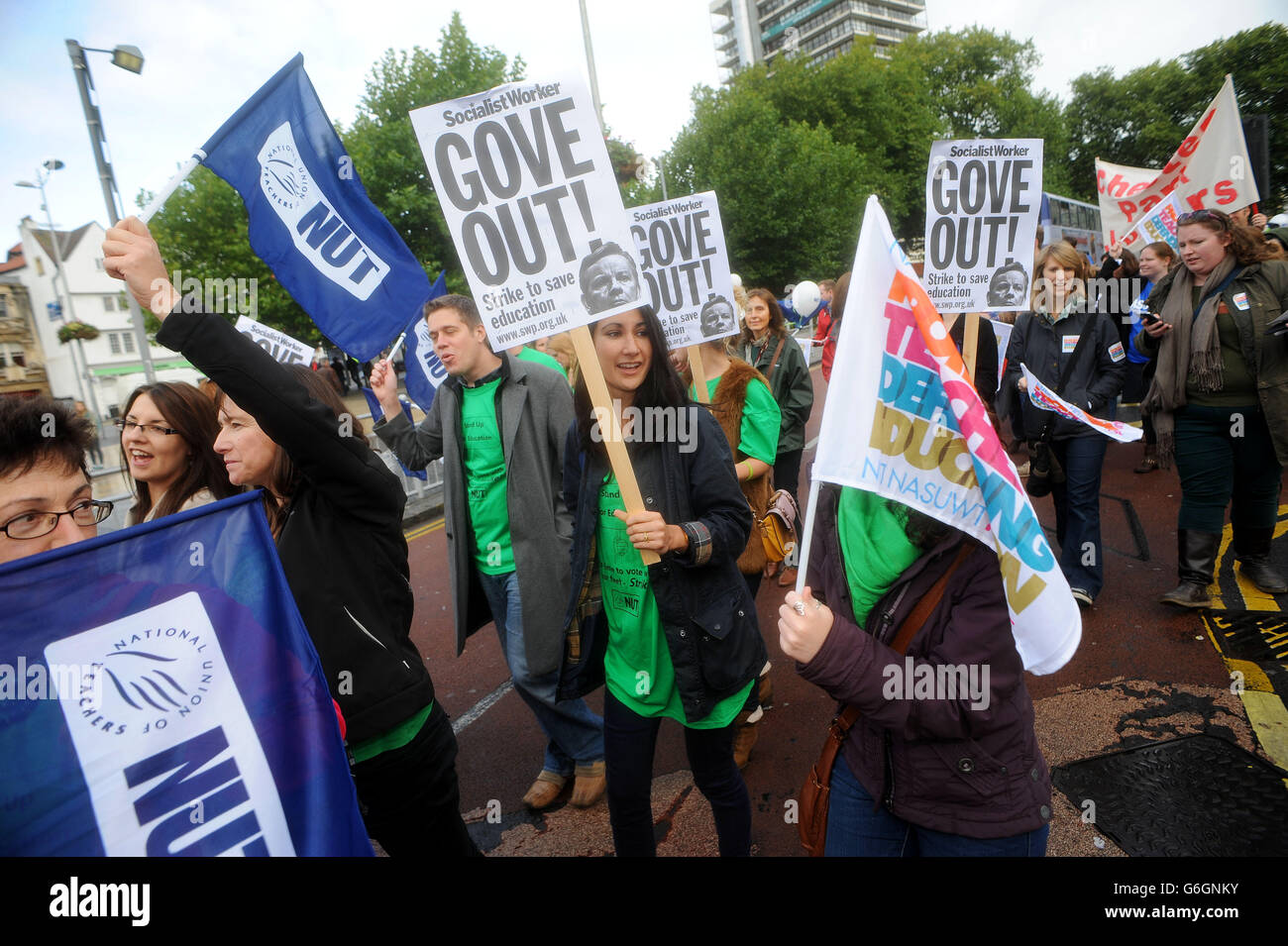 Members of the National Union of Teachers and the NASUWT, march through ...