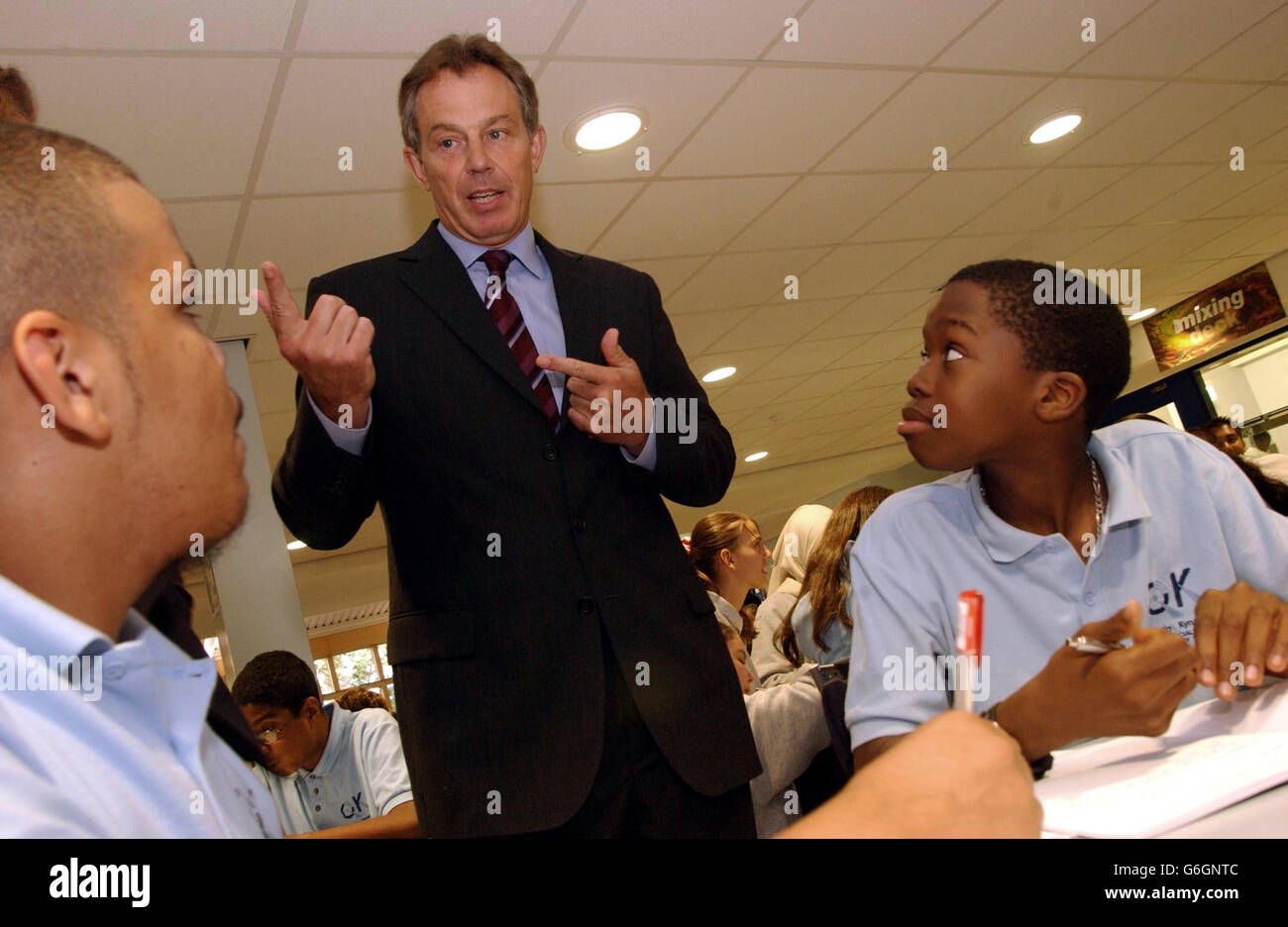 Prime Minister Tony Blair meets pupils at Quintin Kynaston school in ...
