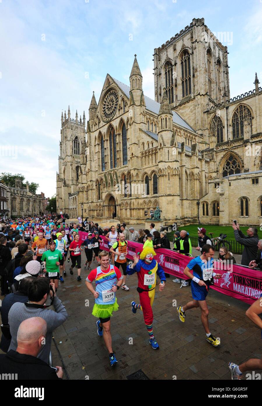 Competitors run by York Minster in York City centre shortly after the ...