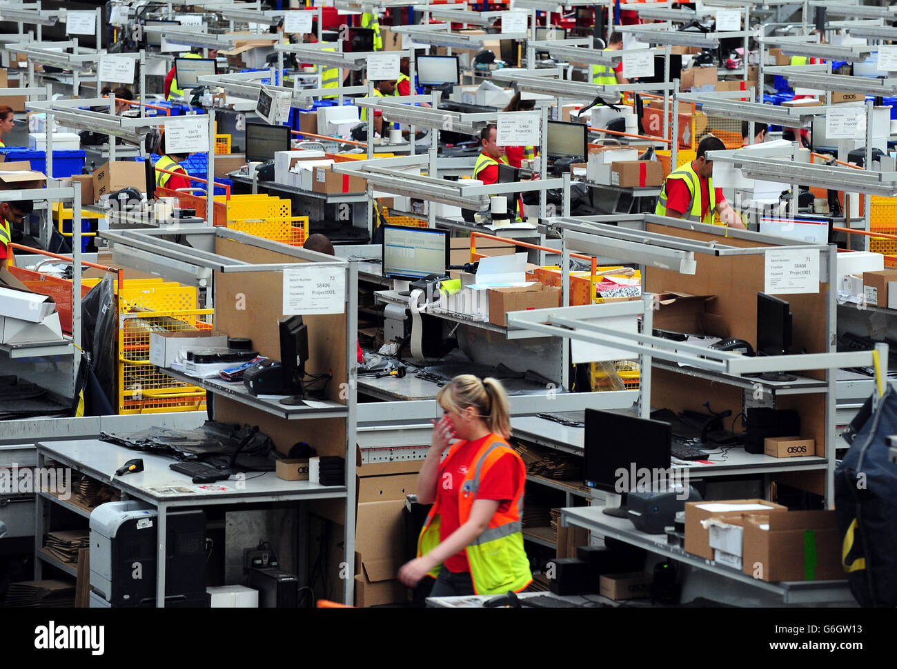 Workers in asos distribution centre near barnsley hi-res stock ...