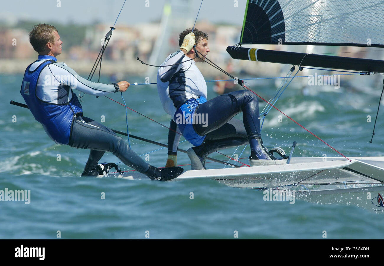 Britain's Chris Draper (left) and Simon Hiscocks lead the fleet of ...