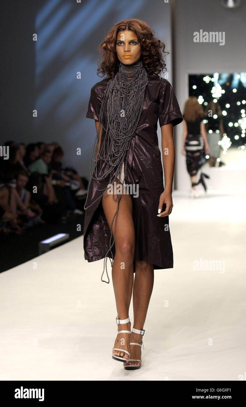 A model on the catwalk during the London Fashion Week spring/summer ...