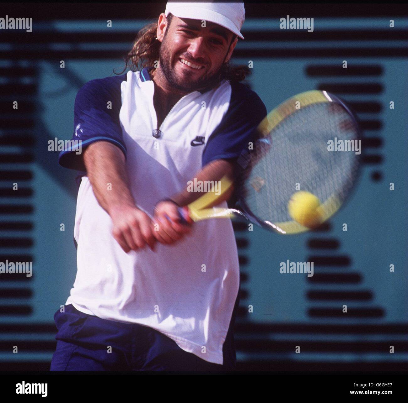 Andre Agassi. 27-MAY-94. French Open. Andre Agassi in action Stock ...