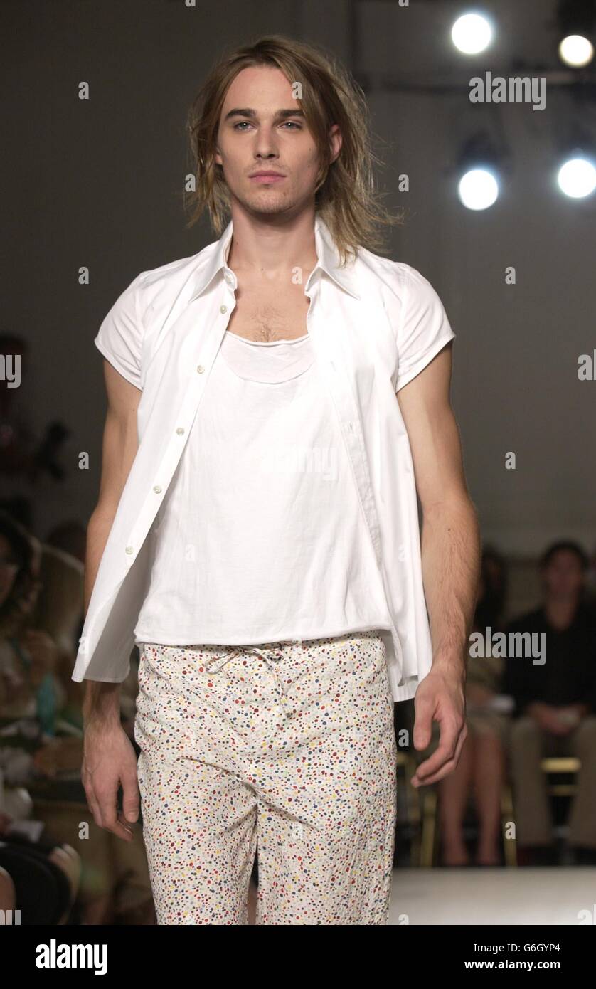A model wearing a creation from designer Justin Oh as part of London ...