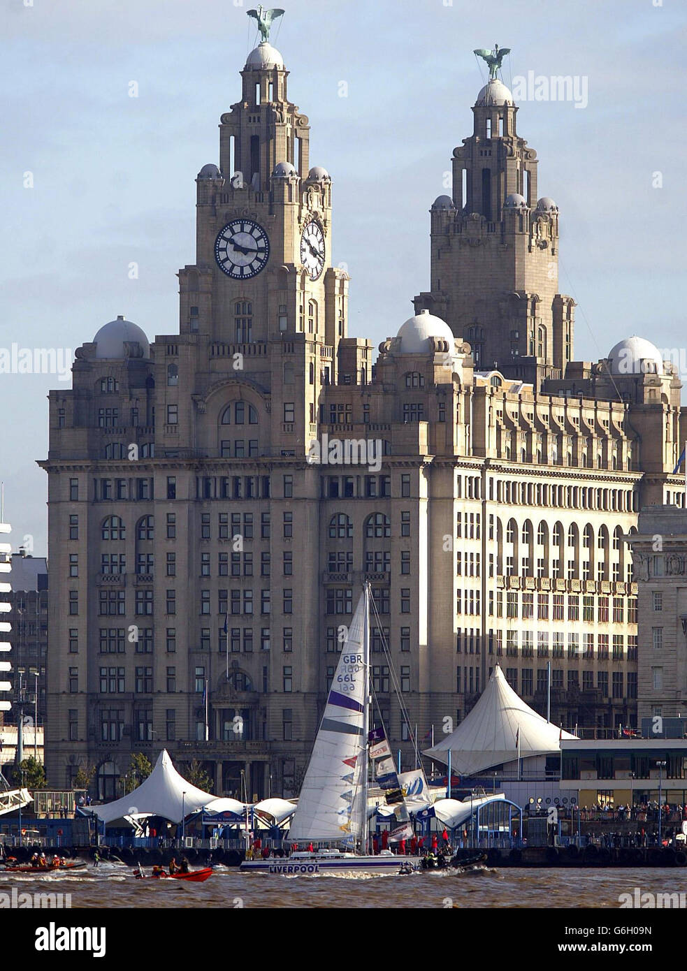 The Liverpool Clipper passes the Liver Buildings on it's way to the ...