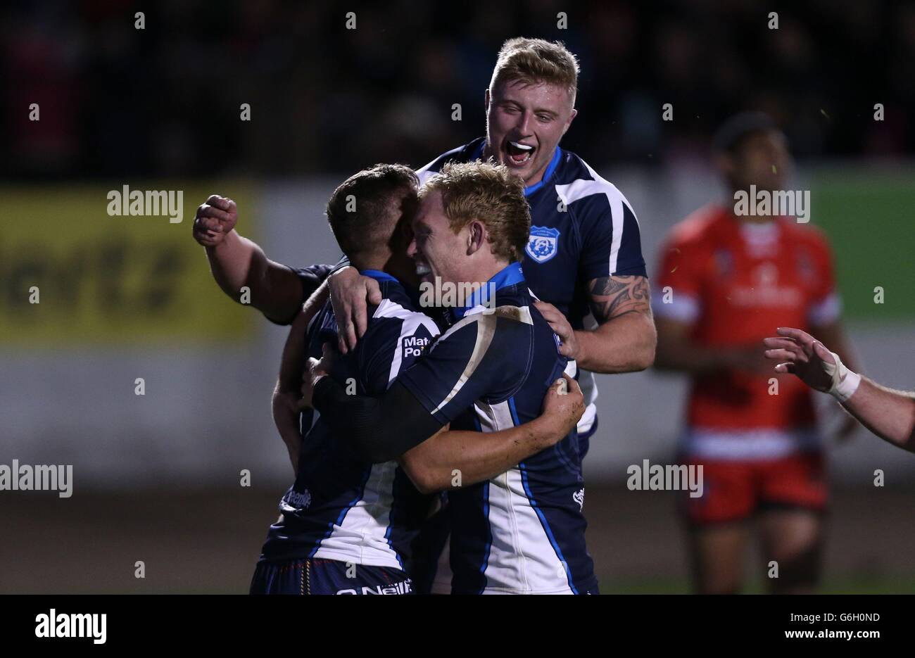 Scotland's Matthew Russell (left) celebrates scoring a try during the ...