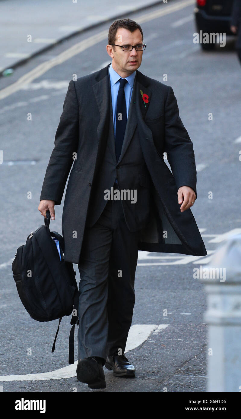 Andrew Coulson arrives at the Old Bailey in London as the prosecution ...