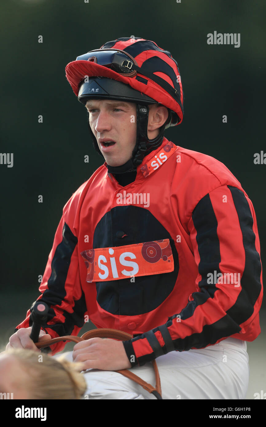 Jockey michael stainton at nottingham racecourse hi-res stock ...