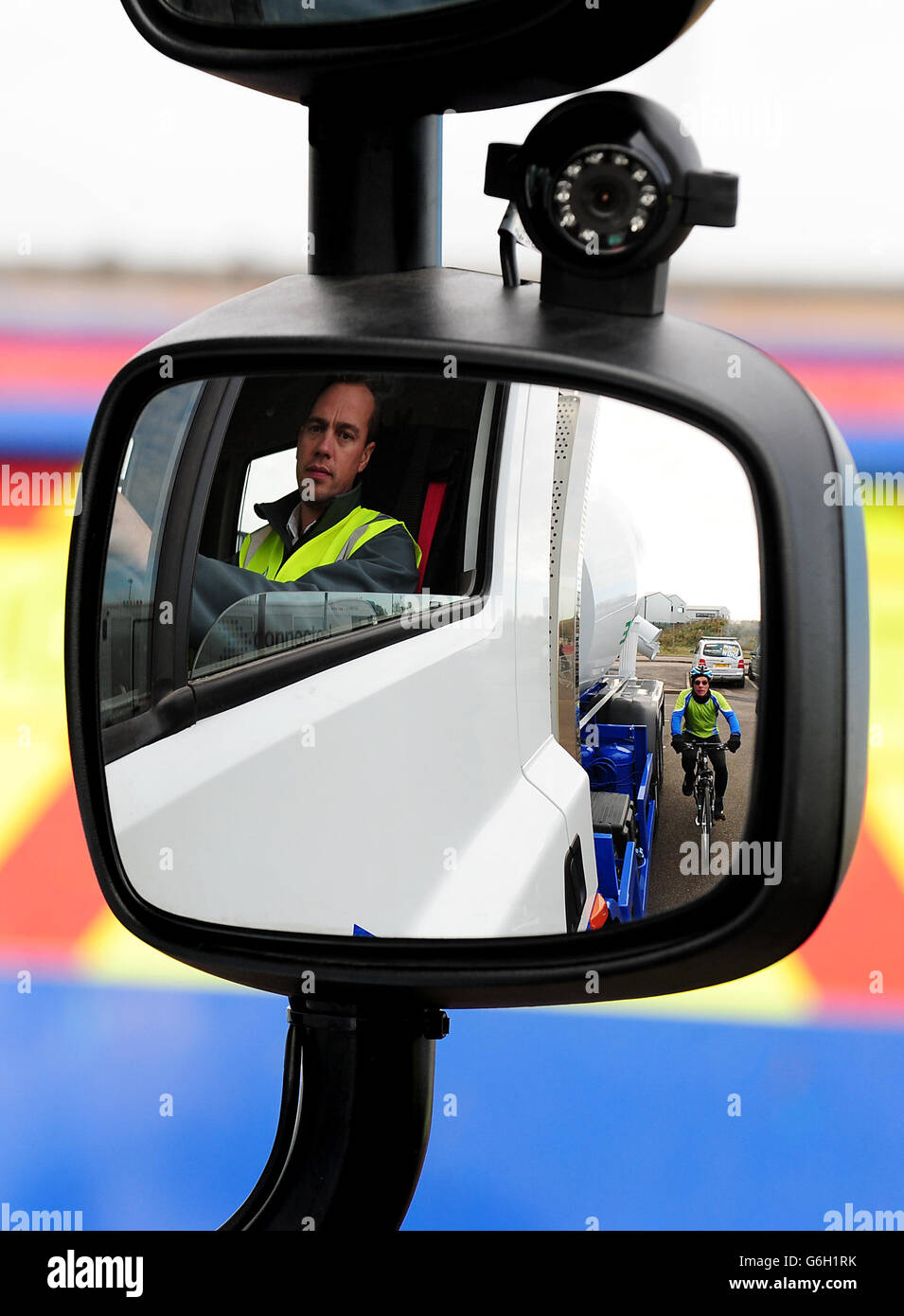 Truck mirror cyclist hi-res stock photography and images - Alamy