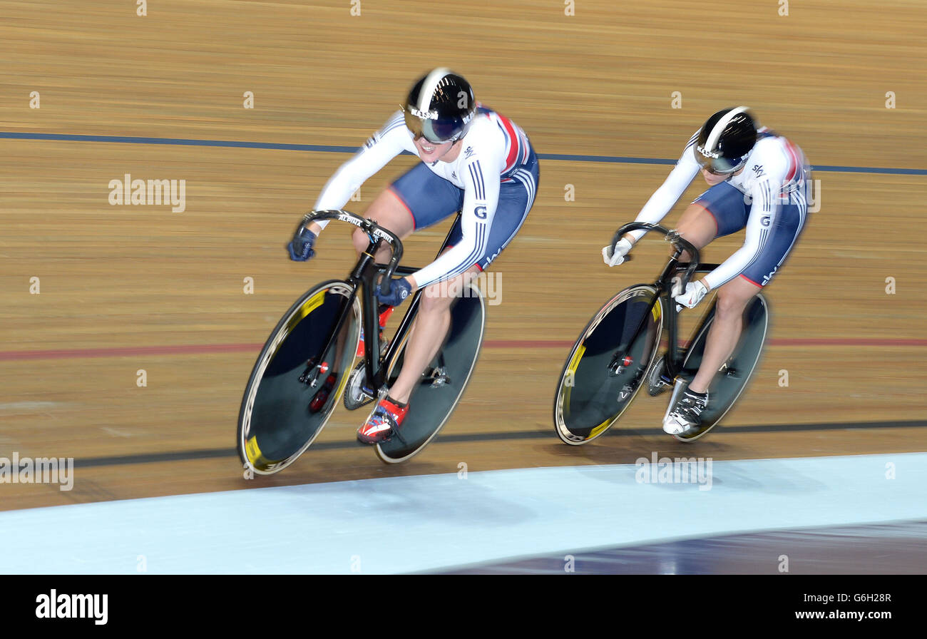 Great Britain's Vicky Williamson (left) and Becky James in action ...