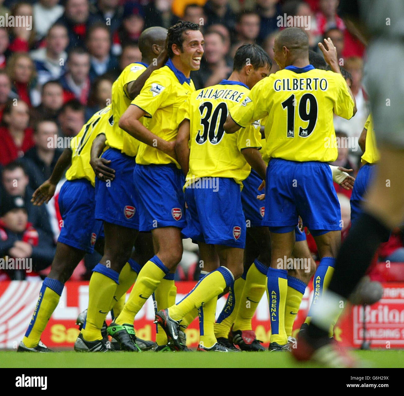 Arsenal celebrate scoring Stock Photo - Alamy