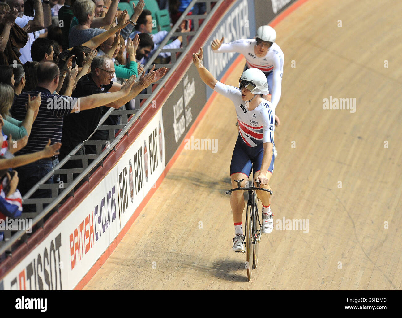 Great Britian's Steven Burke (front) and Ed Clancy celebrate after ...