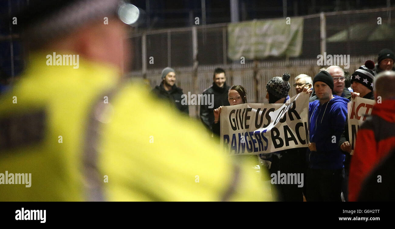 Rangers fans protest outside Ibrox Stadium ahead of The William Hill ...