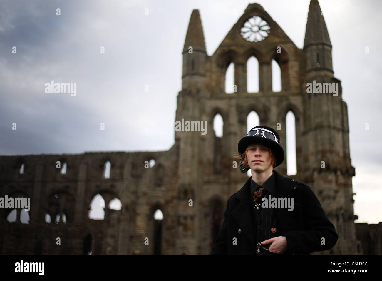 James Kay from Hebdon Bridge at Whitby Abbey during the Whitby Goth ...