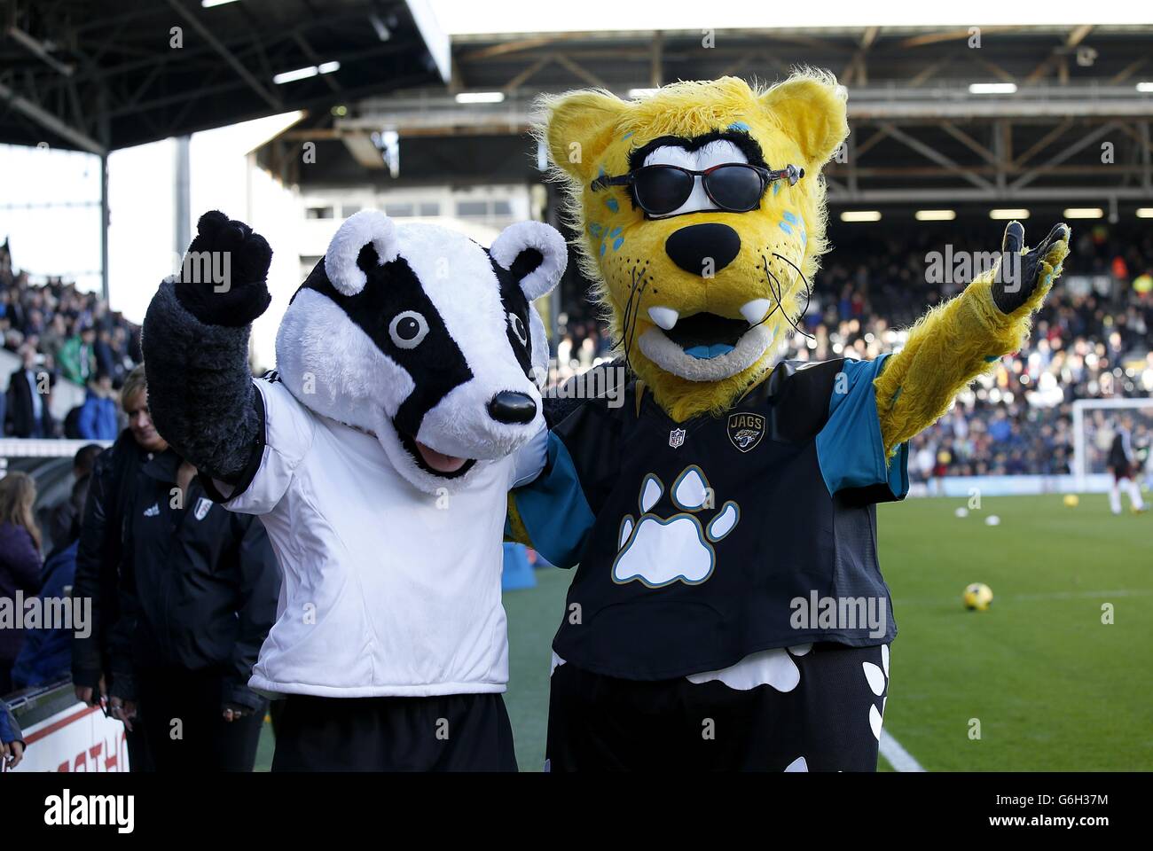 Fulham mascot Billy the Badger (left) and Jacksonville Jaguars mascot ...