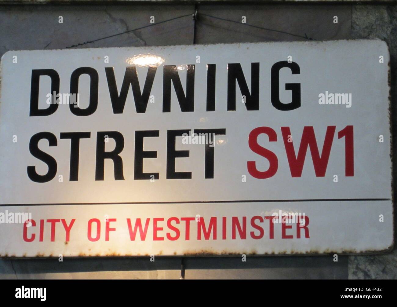 A Downing Street sign which is one of the enamelled street signs ...