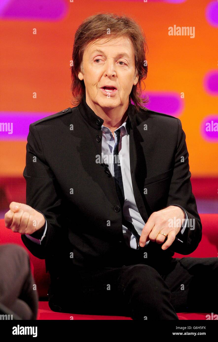 Paul McCartney during the filming of the Graham Norton Show at the ...