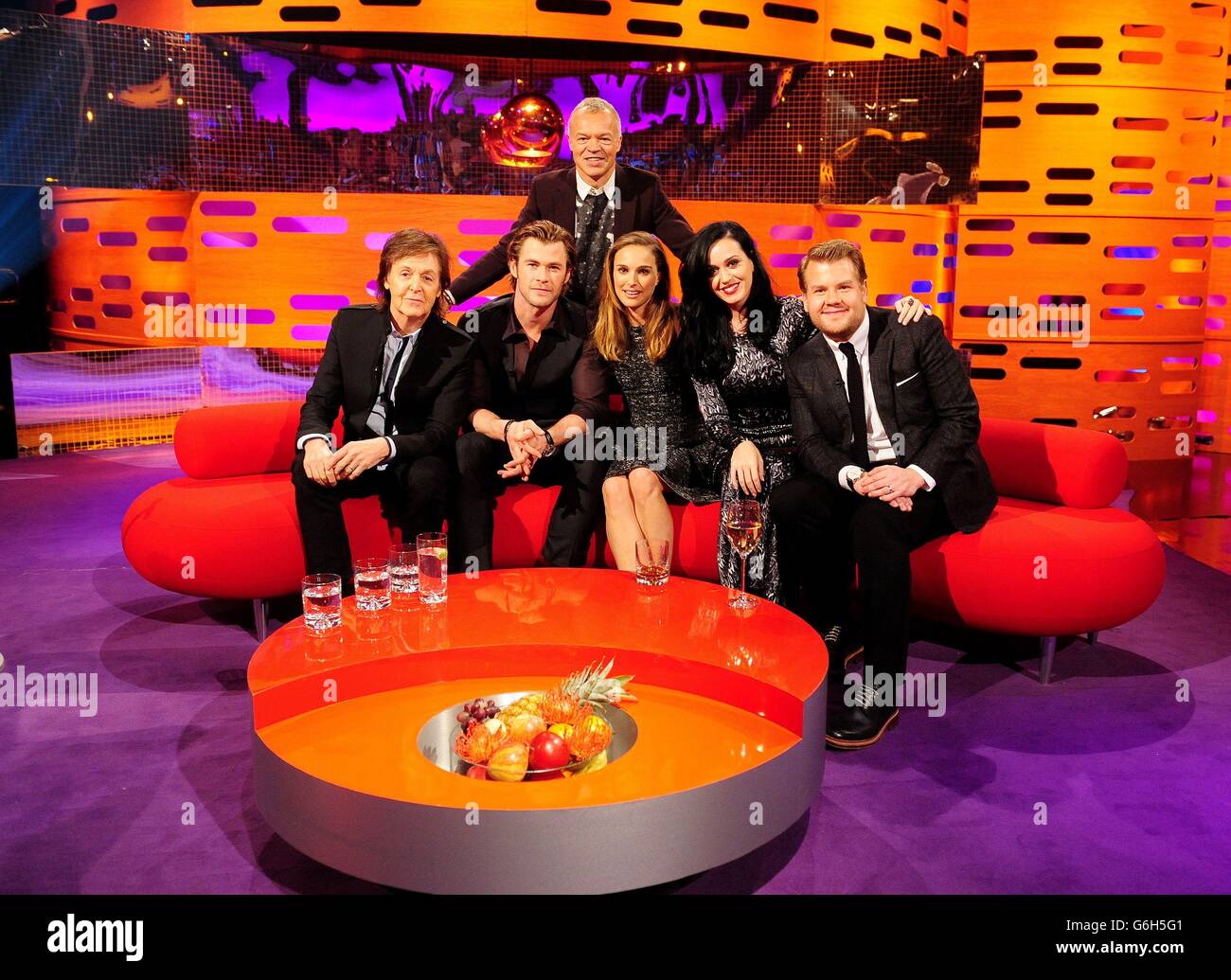 Graham norton top with guests left to right paul mccartney hi-res stock ...