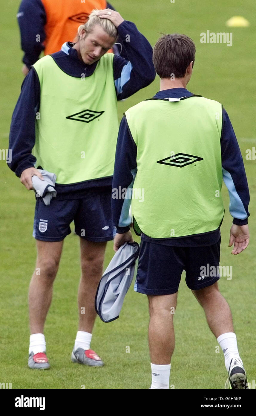 During training at the cliff training ground hi-res stock photography ...