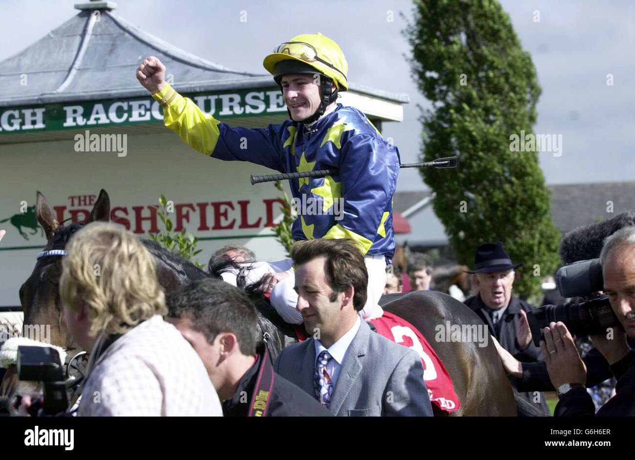 Jockey Pat Smullen celebrates after winning on Vinnie Roe in the Irish ...