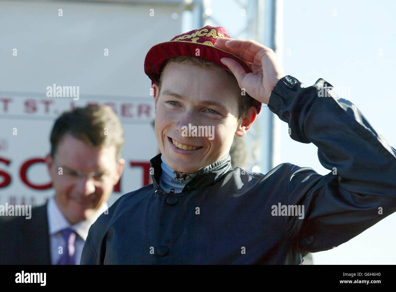 Jamie Spencer rider of Brian Boru after they won the Seabiscuit St ...