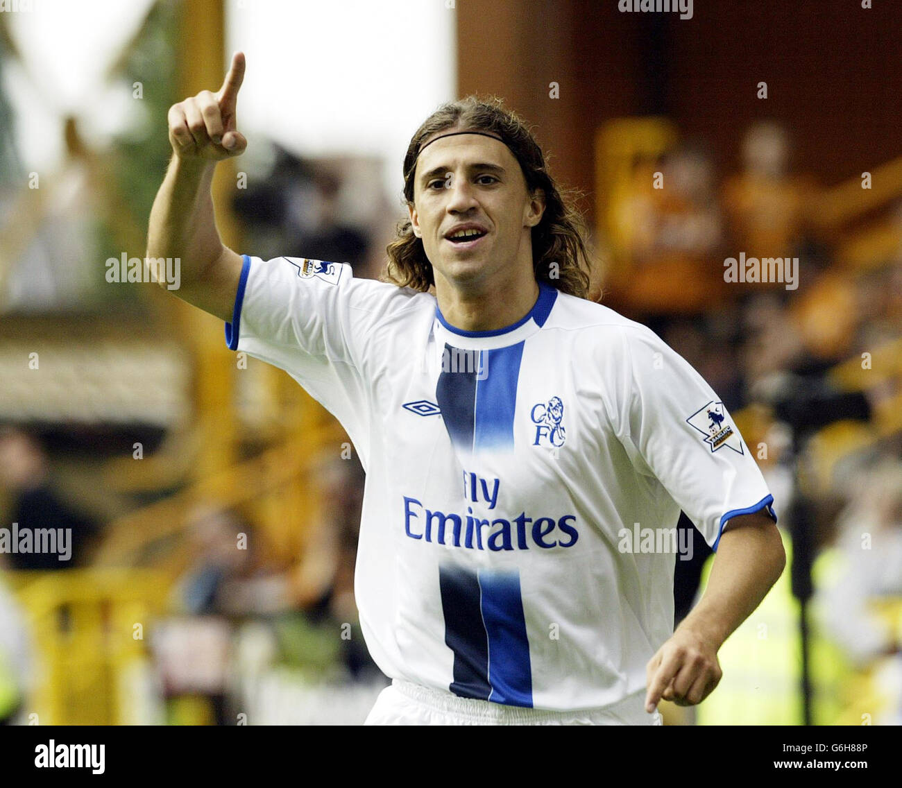 Chelsea's Hernan Crespo celebrates scoring the fourth goal against ...