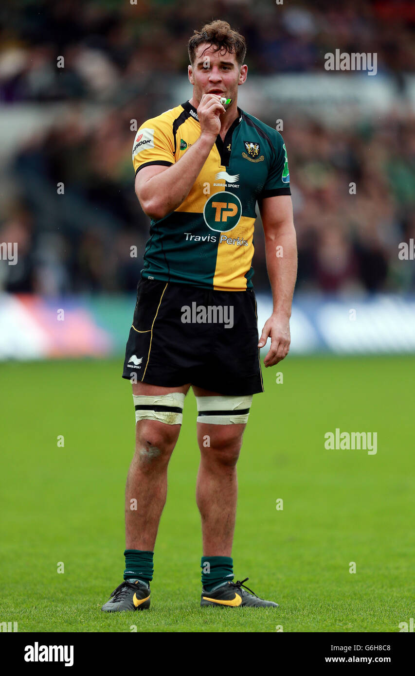 Northampton saints calum clark during the heineken cup hi-res stock ...